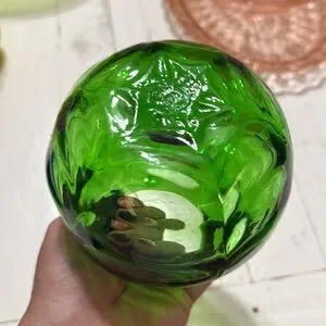 green glass | Accents | Antique Kralik Boho Czech Rare Green Draped Or ...